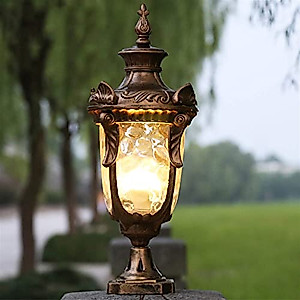 50cm 1-Light European Vintage Glass Lantern Columns Lamp Outdoor Garden Post Lights Waterproof Retro IP55 E27 Garden Patio Villa Decorative Street Light Column Brick Table Light Decorate