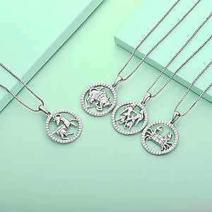 STARCHENIE Women's Constellation Jewelry Sterling Silver Zodiac Necklace Astrology Disc Horoscope Gemini Pendant 18'' Box Chain