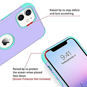 BENTOBEN iPhone 12 Mini Case, Phone Case iPhone 12Mini, Heavy Duty 2 in 1 Full Body Rugged Shockproof Protection Hybrid Hard PC Bumper Drop Protective Girls Women Boy Men 12 Mini 5.4 Cover,Purple/Mint