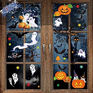 Vanleonet Halloween Window Clings Decals for Window Glass,Double-Side Spooky Removable Window Sticker for Halloween Party Decoration