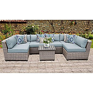 TK Classics FLORENCE-07c-SPA Florence 7 Piece Furniture Set 07c Outdoor Wicker Patio Sofas Loveseats and Sectionals, SPA