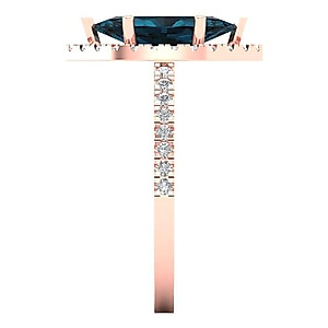 Clara Pucci 2.38 ct Marquise Cut Solitaire Halo Natural London Blue Topaz Engagement Promise Anniversary Bridal Ring 18K Rose Gold 5.5