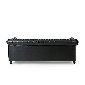 Christopher Knight Home Castalia Sofas, Midnight Black + Dark Brown