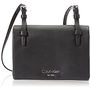 Calvin Klein Penny Triple Compartment Crossbody, Black/Silver,One Size