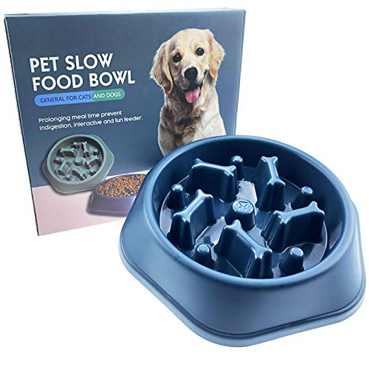 CAISHOW Slow Feeder Dog Bowl Anti Gulping Healthy Eating Interactive Bloat Stop Fun Alternative Non Slip Dog Slow Food Feeding Pet Bowl Slow Eating Healthy Design for Small Medium Size Dogs
