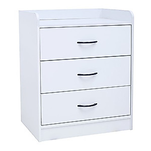 Kings Brand Furniture Jericho White Wood 3 Drawer Chest