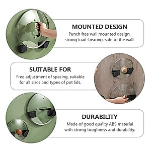 Cabilock 1 Pair Wall Mounted Pot Lid Organizer Kitchen Organizer Pot Lid Rack Heavy Duty Wall Hooks Hangers Cutting Board Stand Holder Black