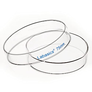 Labasics 10pk Glass Petri Dishes, 75x15 mm Autoclavable Borosilicate Glass Cell Culture Dishes Petri Dishes with Clear Lid for Laboratory