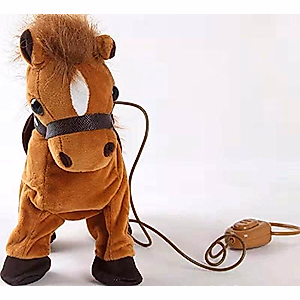 Haktoys Walk Along Horse with Remote Control Leash, Dancing Singing Walking Musical Pony Pet, Realistic Animal Design with 9 Different Child-Friendly Songs