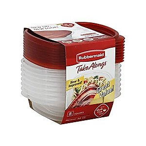 Rubbermaid 7F58 8-Piece TakeAlongs Food Storage Container Set, Sandwich, Red