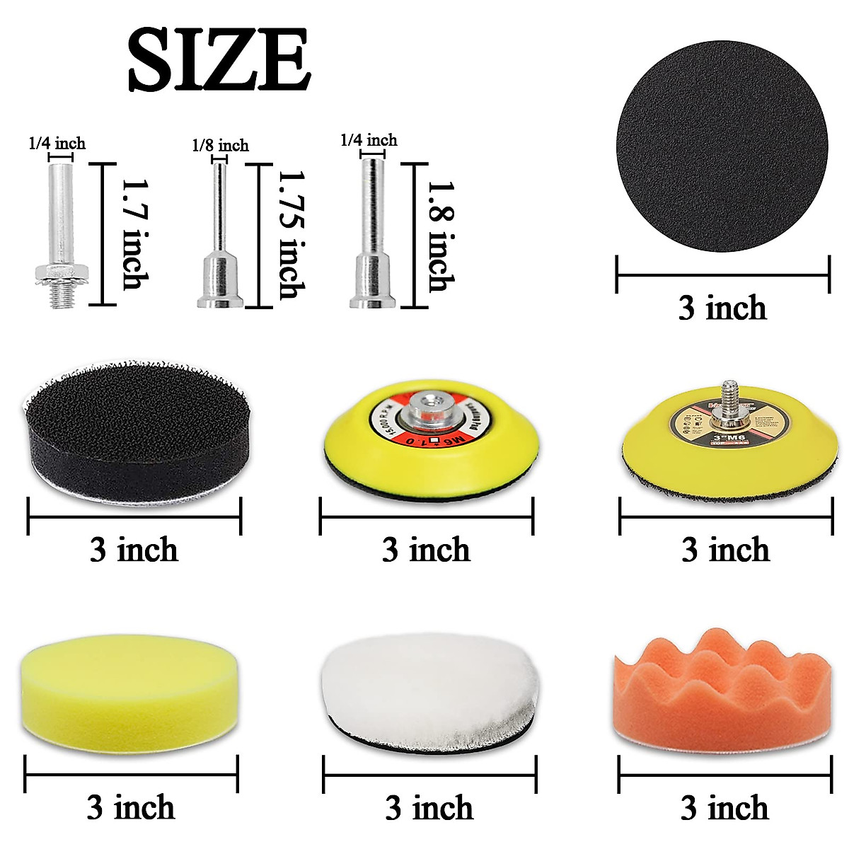 126 Pieces 3 Inch Sanding Disc, GOH DODD Headlight Restoration Kit Hook and Loop Sanding Pads 60 to 10000 Wet Dry Sandpaper with 1/8" and 1/4” Shank, Backing Pad, Polishing Pads and Interface Pad