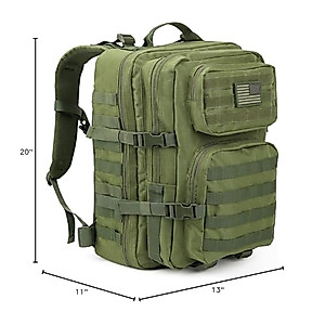 REEBOW GEAR Military Tactical Backpack Large Army 3 Day Assault Pack Molle Bag Boys Backpacks for School Army Green