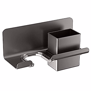 Aurgiarme Wall Mounted No Drill Hair Dryer Holder Aluminum Hair Dryer Storage Rack Bathroom Shelves Bathroom Accessories