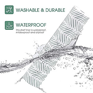 Glotoch Premium Non Slip Shelf Liner, Non Adhesive Drawer Liner, Waterproof Shelf Liners for Kitchen Cabinets, Drawer, Fridge, Wire Shelving, Pantry-12" X240", Heavy Duty, White and Green Herringbone