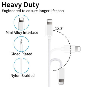 [Apple MFi Certified] iPhone Aux Cord for Car, Lightning to 3.5mm Audio Stereo Cable Compatible for iPhone 14/13/12/11/XS/XR/X/8/7 iPad/iPod for Car/Home Stereo, Speaker, Headphone, Support All iOS