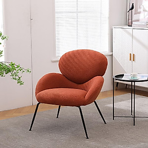 ATGHYURT Modern Accent Chairs Armchair Cute Vanity Chairs Comfy Single Leisure Sofa Chair Reading Chair with Black Metal Legs, Side Chair for Living Room, Studio, Office, Dressing Room