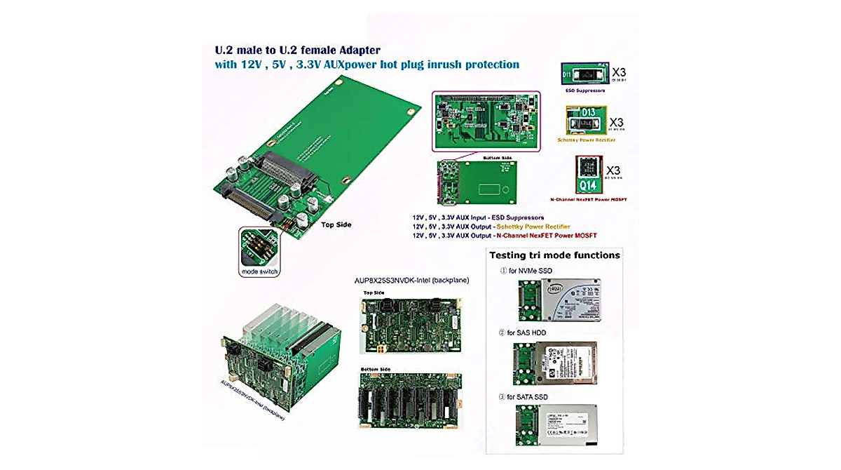 Micro SATA Cables U.2 SFF-8639 to 2.5 Inch U.2 SSD Adapter - 12V, 5V ...