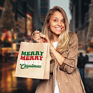 easykart labels 30 Christmas Kraft Gift Bags for Holiday Paper Gift Bags 6 Designs, Christmas Goody Bags, Xmas Gift Bags, Classrooms and Party Favors (9 x 7.3 x 3.3)