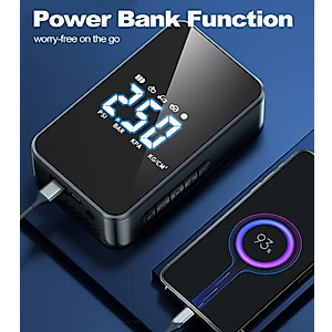 AT1nTen Tire Inflator Portable Air Compressor, Electric Air Pump for Car Tires,Digital Cordless with Gauge Emergency LED Light,Power Bank, 12V DC Faster Inflation Motorcycle Bicycle Auto Shut-Off