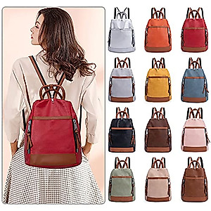 AngelKiss Women Mini Backpack Purse PU Leather Anti-theft Casual Shoulder Bag Fashion Ladies Satchel Bags RED/BROWN
