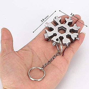 18-in-1 Snowflake Multi Tool, Portable Stainless Multi-Tool, Compact Snowflake Tool Multi Instrument Outdoor, Hand Tools Gift for Boys, DIY Handyman, Father/Dad, Husband (Sliver)
