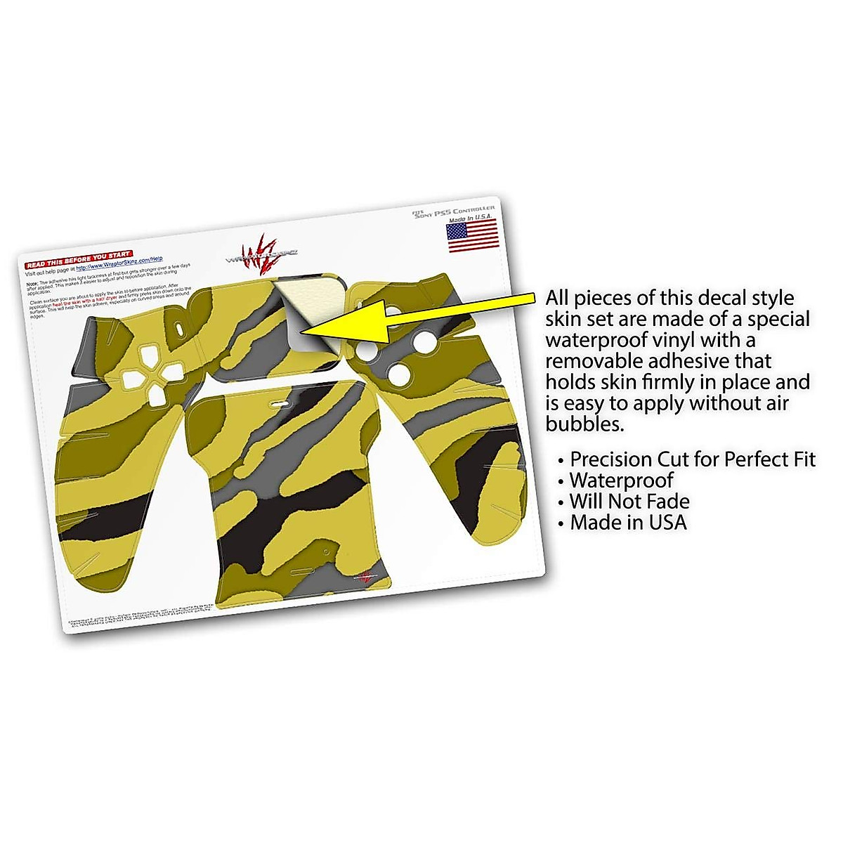 WraptorSkinz Skin Wrap compatible with Sony PS5 DualSense Controller Camouflage Yellow (CONTROLLER NOT INCLUDED)