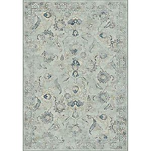 SAFAVIEH Vintage Collection Accent Rug - 4' x 5'7", Light Blue, Oriental Distressed Viscose Design, Ideal for High Traffic Areas in Entryway, Living Room, Bedroom (VTG115-7661)