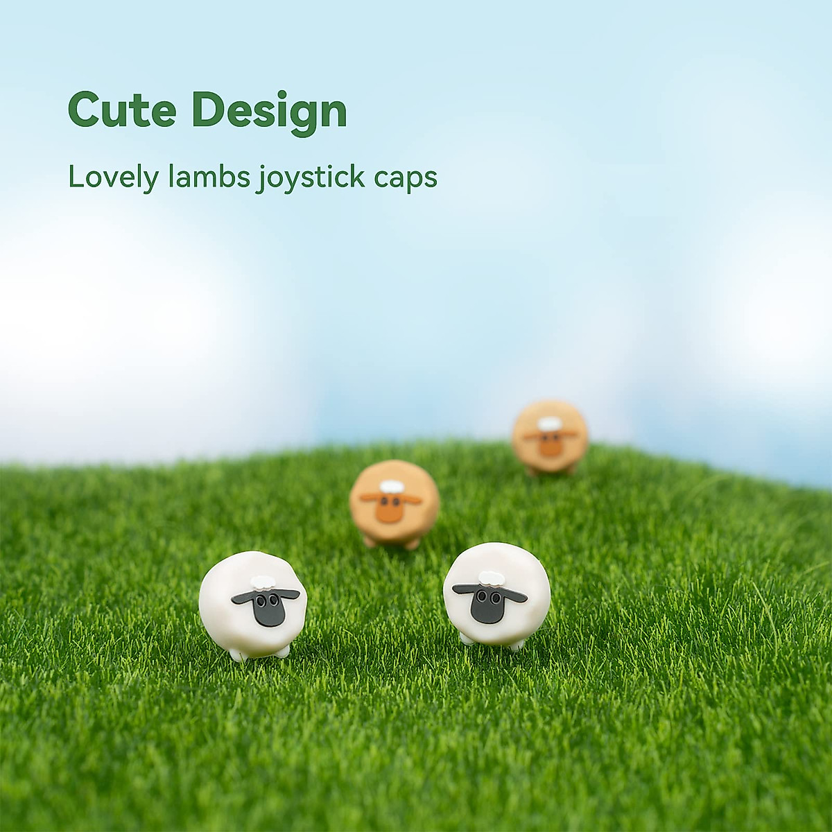 GeekShare Cute Lamb Thumb Grip Caps, Soft Silicone Joystick Cover Compatible with Switch/OLED/Switch Lite,4PCS