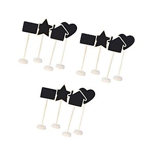 NUOBESTY 15pcs Mini Message Board Signs Mini Chalkboards Support Hanging Chalkboard Labels Wedding Sign Chalkboard Hanging Tag Mini Blackboard Easel Woodsy Decor with Base Bamboo Mini Table