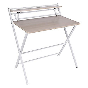 Tomppy 32inch Folding Desk for Small Spaces - Home Office Desk Simple Laptop Writing Table Multifunctional Study Writing Computer Desk Workstation for Home Office Use with Storage Shelf (1PC)