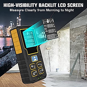 Laser Measure, MOOCK 229Ft/70M Laser Tape Measure Digital Laser Measurement Tool Laser Distance Measure, 2 Bubble Levels, LCD Backlit, M/in/Ft Unit, Measure Distance, Area, Volume, Pythagorean