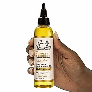 Carol’s Daughter Goddess Strength 7 Oil Blend Scalp & Hair Treatment Oil to Strengthen & Lengthen Curls – with Castor Oil, Olive Oil, Jojoba Oil - For Wavy, Curly, Coily, Natural Hair, 4.2 fl oz