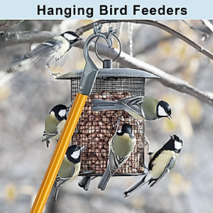 Greeily Clothes Hanger Reaching Hook, Garment Hook Reach Pole for Hanging Clothes Closet Bird Feeders Plants and Christmas Light Extendable from 31" to 61" with Sponge Handle (Dark Green Hook)