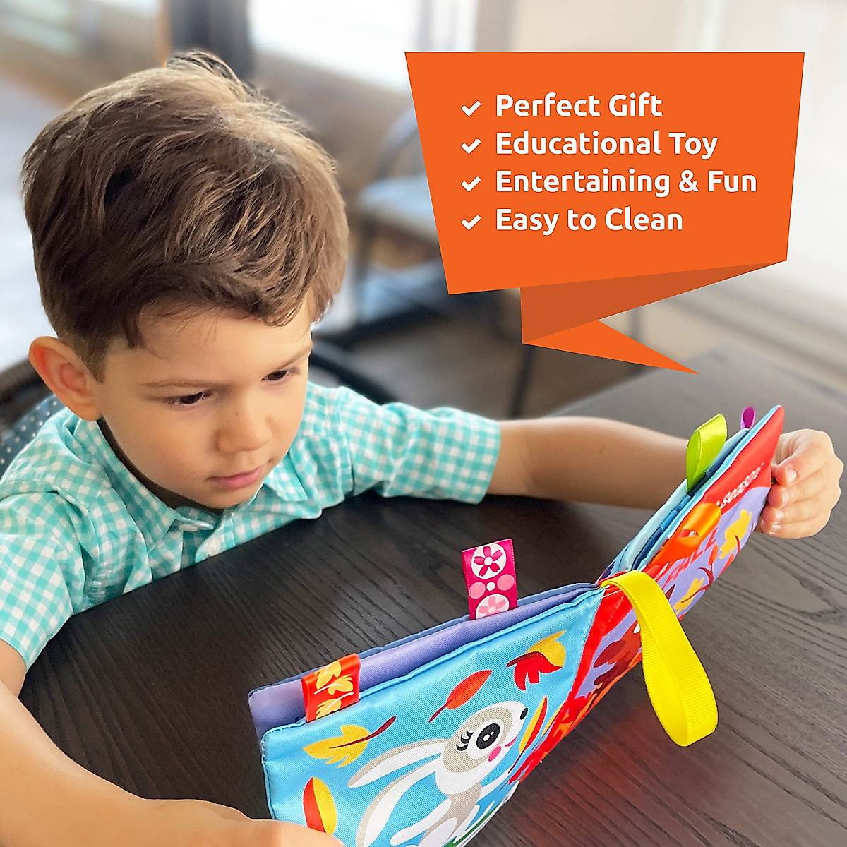 Cloth Books for Babies - Learn About Seasons, Playful Illustrations, Crinkle Pages & Cute Characters - for Babies 24 Months Old(Set of 4)