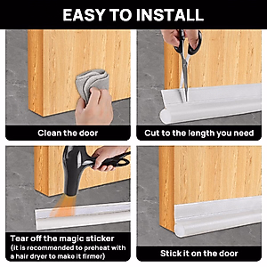 KAKULO 3 Pack Door Draft Stopper - 37" Adjustable Under Door Draft Blocker to Reduce Cold Air, Soundproof for Interior/Exterior Bottom of Doors (White)