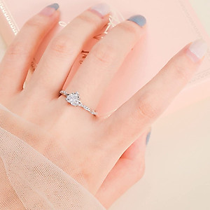 OLIVIASO 1.25ct Heart Rings for Women - 925 Sterling Silver Promise Rings for Women, Engagement Rings for Women, Cubic Zirconia Ring Size 6