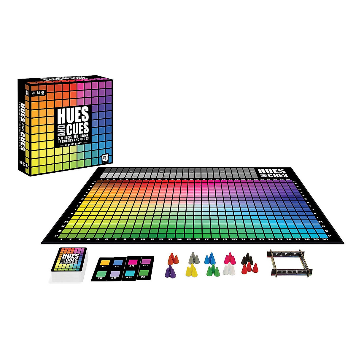 HUES and CUES - Vibrant Color Guessing Board Game for 3-10 Players Ages 8+, Connect Clues and Guess from 480 Color Squares