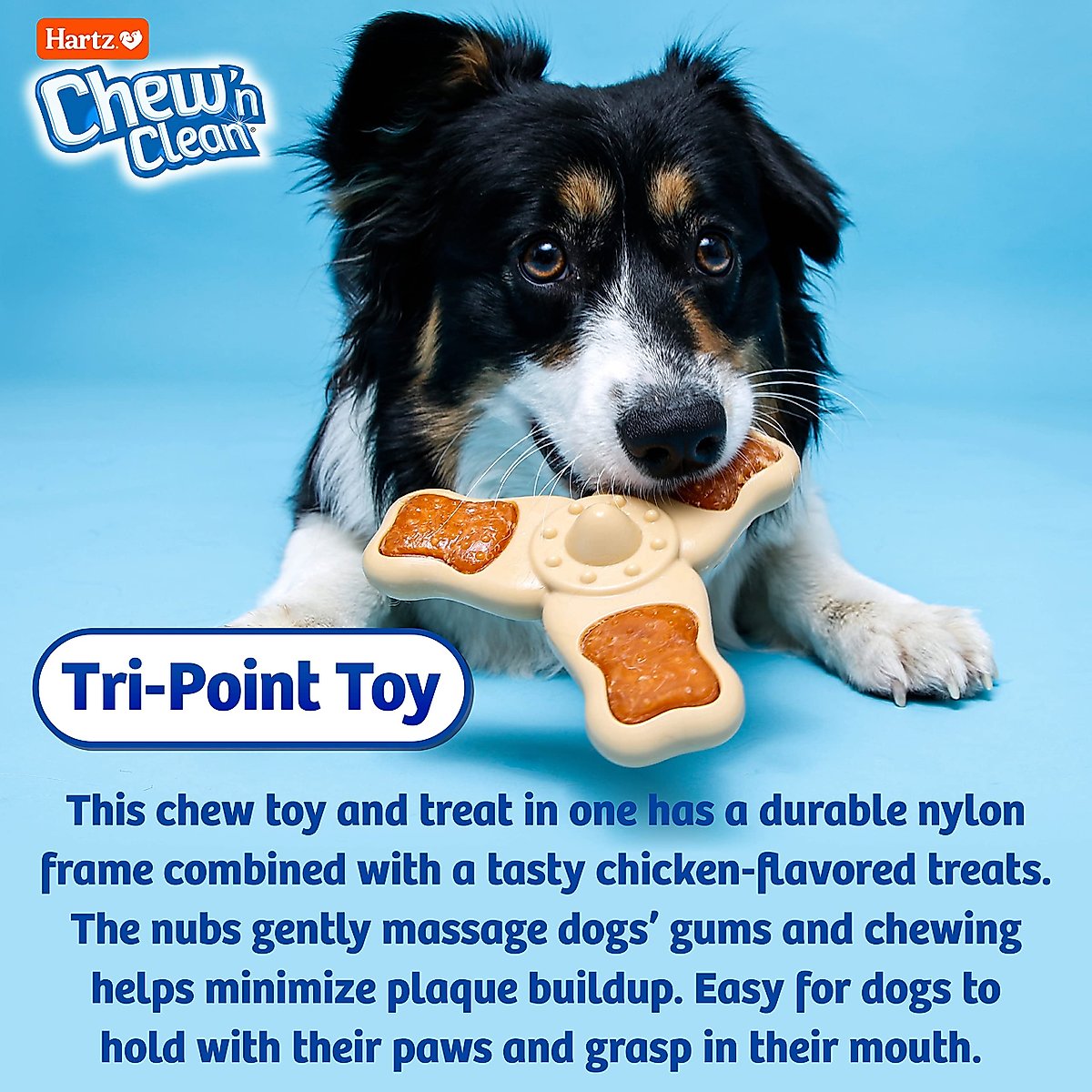 Hartz Chew ‘n Clean Chew Toy and Treat in One Chicken Flavored Tri-Point Dog Toy, Small