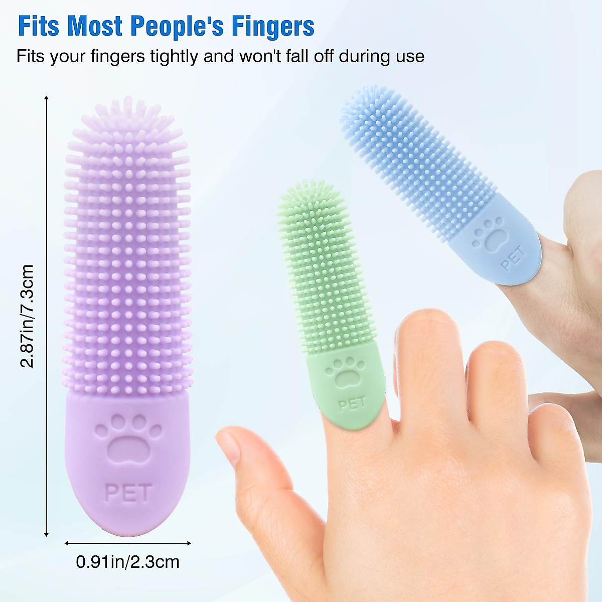 Wellavich Dog Finger Toothbrush, 3Pack Dog and Cat Dental Care Pet Toothbrush, 360° Bristles Clean Teeth, Upgraded Full-Length Bristles, Food Grade Silicone, Finger Toothbrush Kit for Pet Dental Care