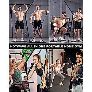 HOTWAVE Ultimate Portable Home Gym with 16 Fitness Accessories,20 in 1 Push Up Board,Resistance Bands with Ab Roller Wheel,Full Body Workout Equipment at Home for Man and Woman
