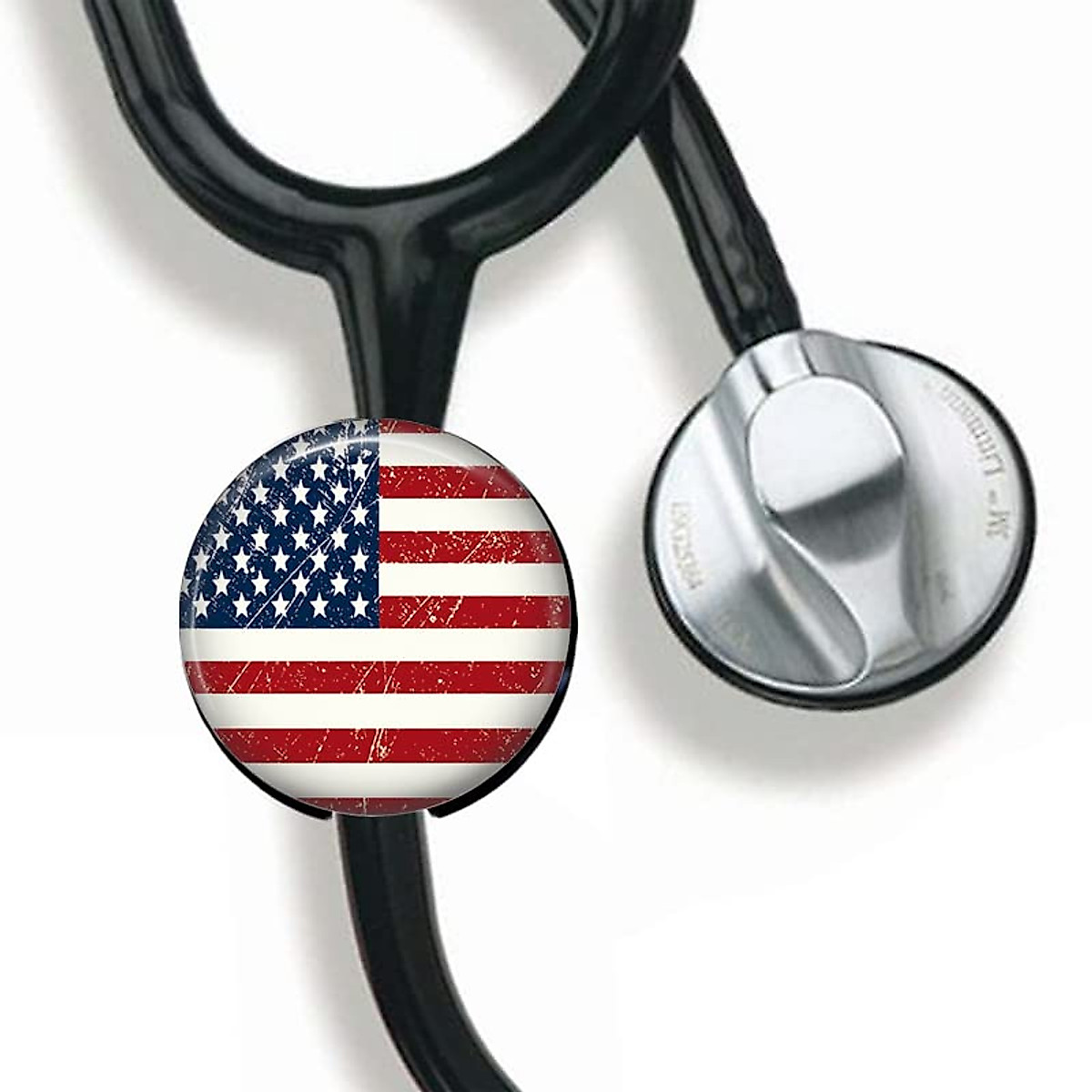 CHNLML Stethoscope Name Tag Nurse Doctor Stethoscope ID Tag Customized Steth ID Tag (Vintage US Flag)