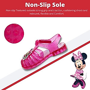 Disney Girls Favorite Characters Jelly Sandals - Ballet Summer Slides Beach Water Slip On, Pink Glittler (7 Medium, Toddler)