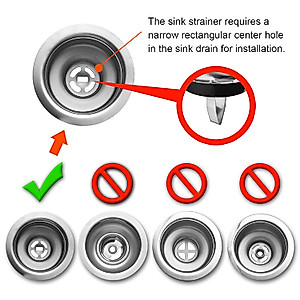 2 Pack - Kitchen Sink Strainer and Stopper Combo Basket Spring Clip Replacement for Standard 3-1/2 inch Drain, Stainless Steel Basket and Rod, Rubber Stopper Bottom