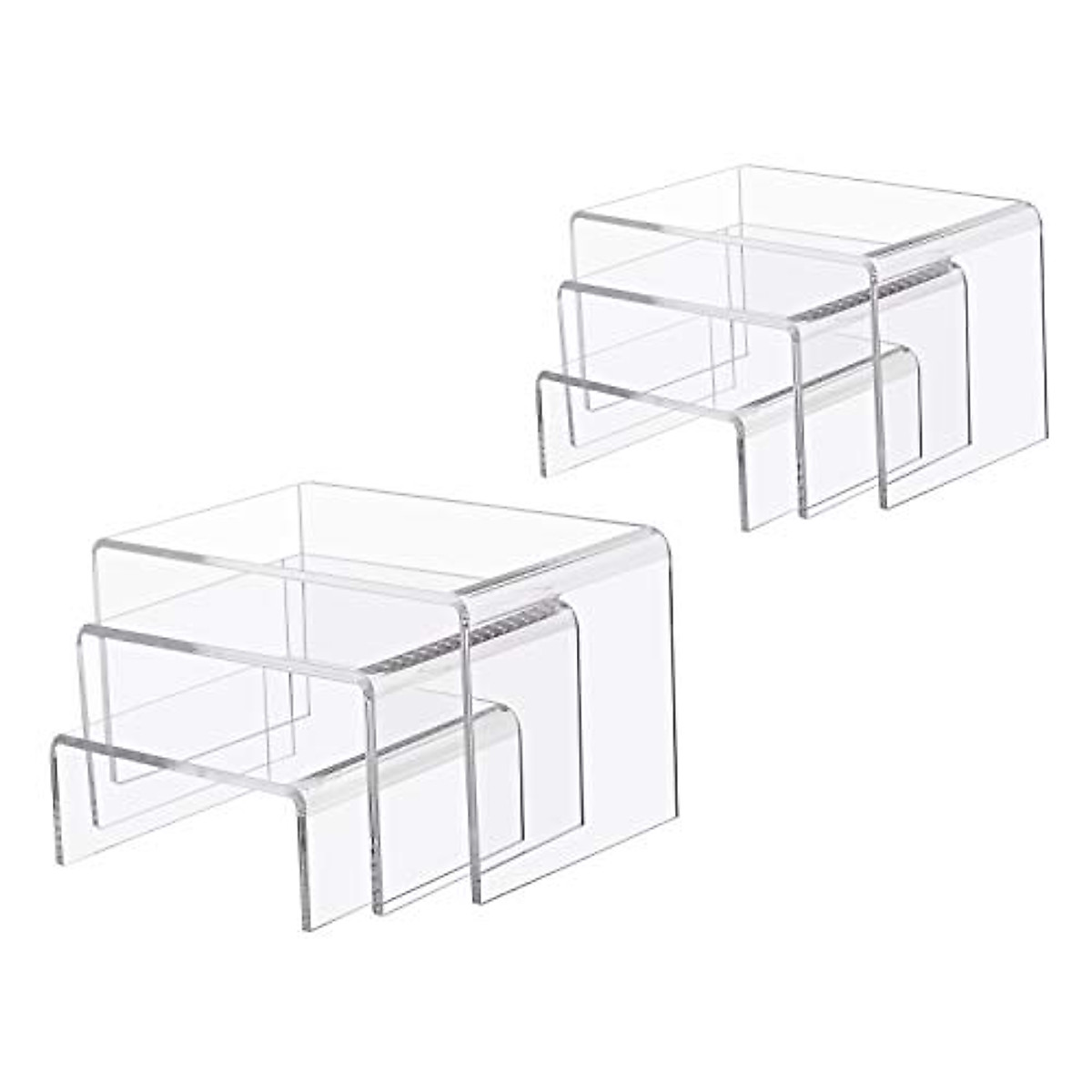 Jusalpha 6 -Piece Strong Clear Acrylic Rectangular Riser For Retail, Shelf Showcase Fixtures for Jewelry, Display Stand for Amiibo Funko POP Figures, Cupcakes, Food Display (2)