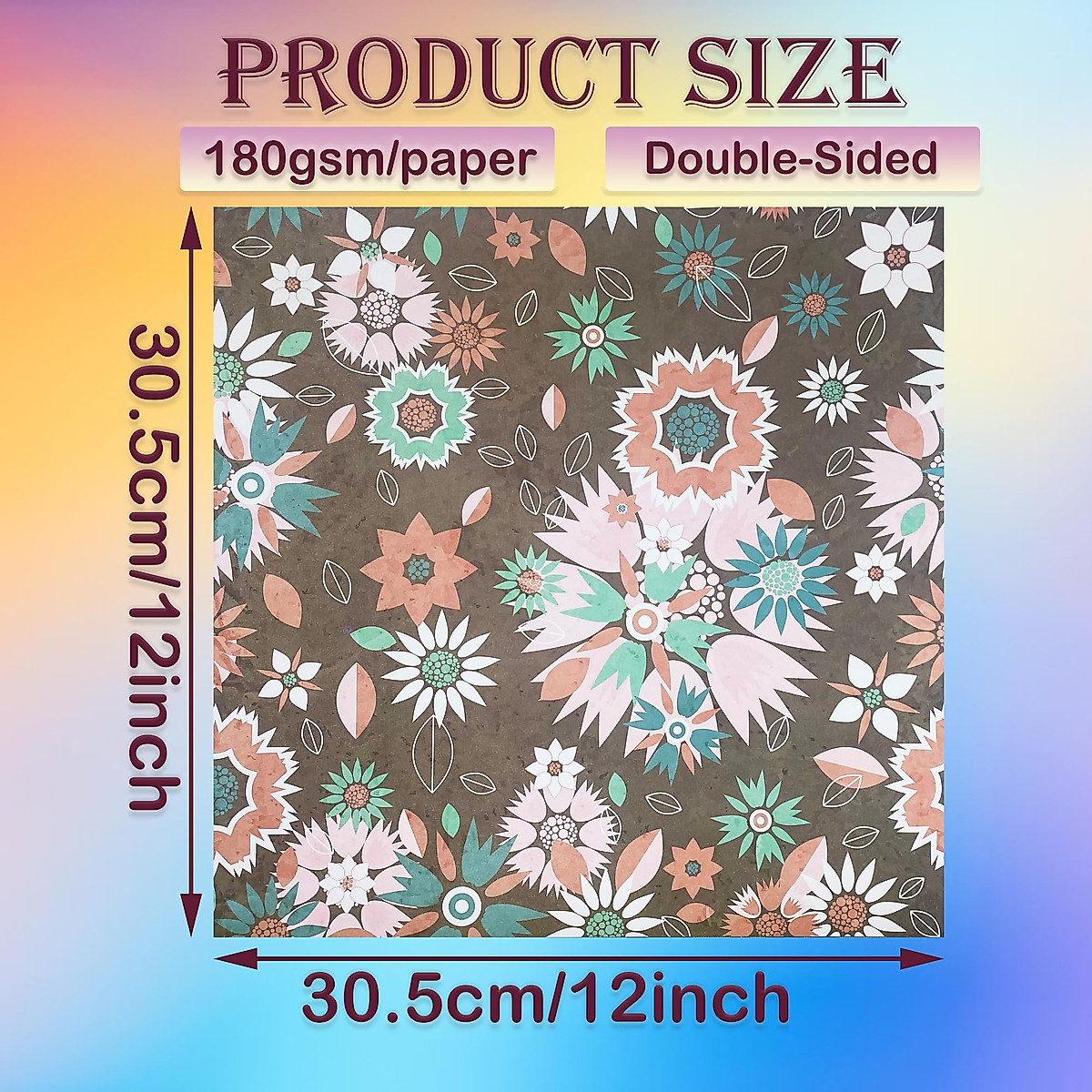 GLKTOPO Double-Sided Scrapbook Paper 12x12 Card Stock, Floral Patterned Scrapbooking Pack, Heavyweight Premium Printed Background, Theme Cardmaking Decor Craft for Art Project-24 Pages