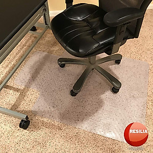 Resilia Office Desk Chair Mat with Lip - for Low Pile Carpet (with Grippers) Clear, 36 Inches x 48 Inches, Made in The USA