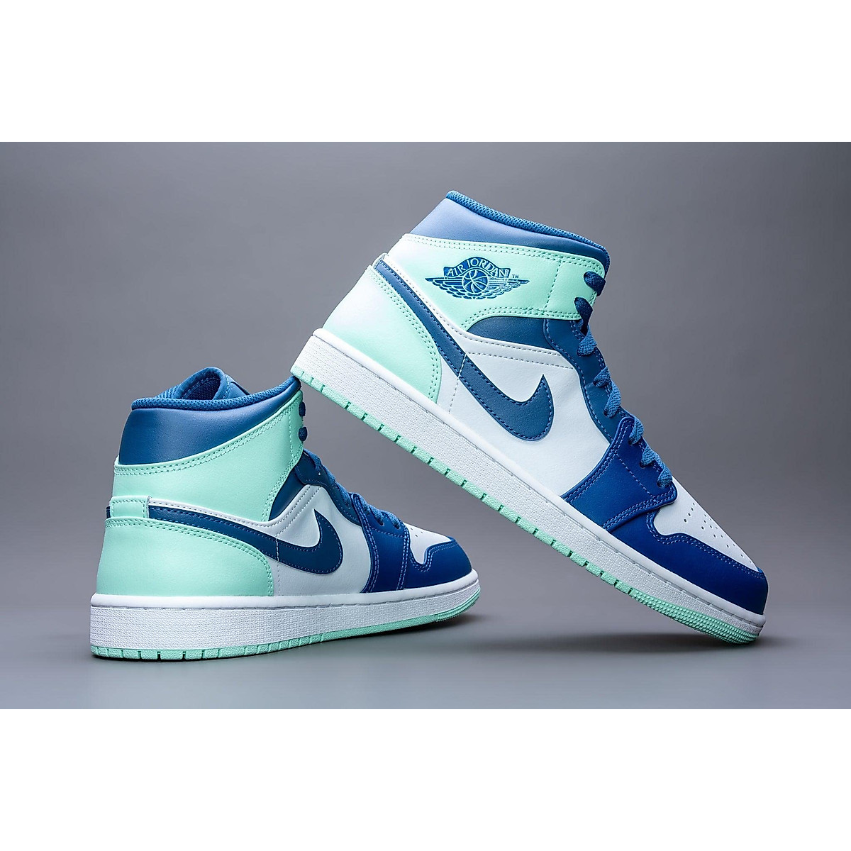 Nike Men's Air Jordan 1 Mid Sneaker, Mystic Navy/Mint Foam-white, 8.5