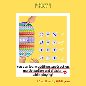 DOROTHY`S ATTIC Pop Fidget Game with dice, Big Bubble Pop Board with Three Math Dices, Math Games for Addition Subtraction Multiplication Division, Sensory Toys for Parent-Child time.
