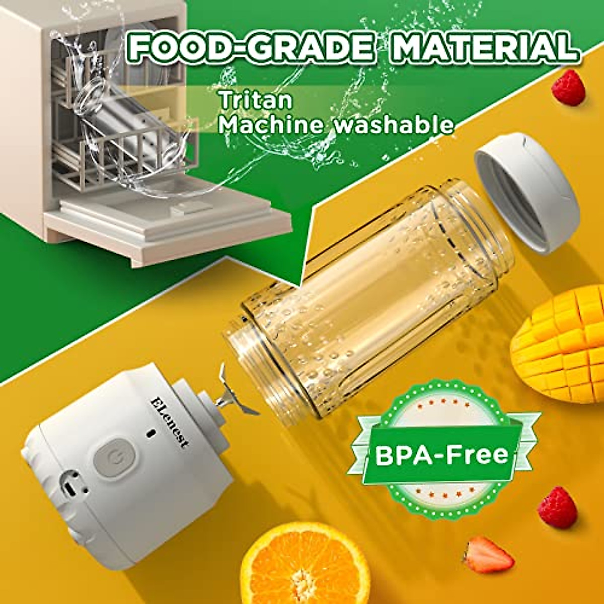 Portable Blender, Personal Blender for Shakes and Smoothies, Blender shake Smoothie for Kitchen Personal Size Blenders with Rechargeable USB, 380Ml Traveling Fruit Veggie Juicer Cup With 4 Blades