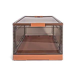 Best Home Fashion 2 packs X-LARGE Storage Bins Side Opening, Stackable Lid Collapsible, Foldable, Easy Tidy Up with Storage Box, Ideal for Home & Office Organization Storage Cube (X-Large, Orange)